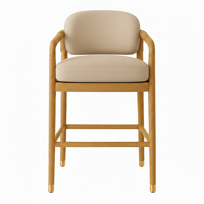 Paros - Scandinavian Coastal Rope-Backed & Upholstered Bar Stool