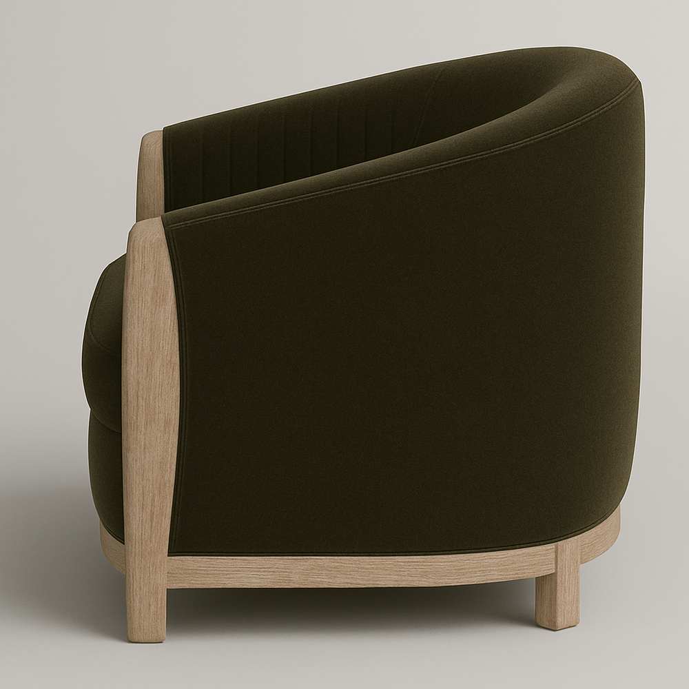 Accent Chair Ashby - Contemporary Barrel Armchair, Cushioned