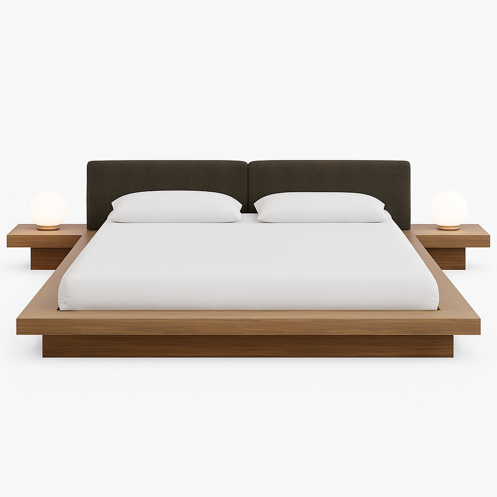 Ash Wood Kenzo Modern Japandi Platform Bed EU Super King